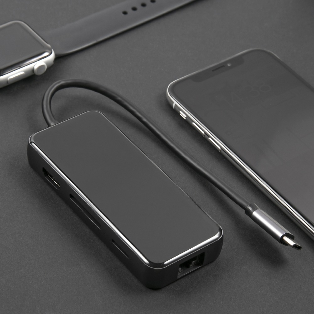 Купить Многопортовый адаптер Red Line Multiport Adapter Type C 8 In 1 черный в Москве