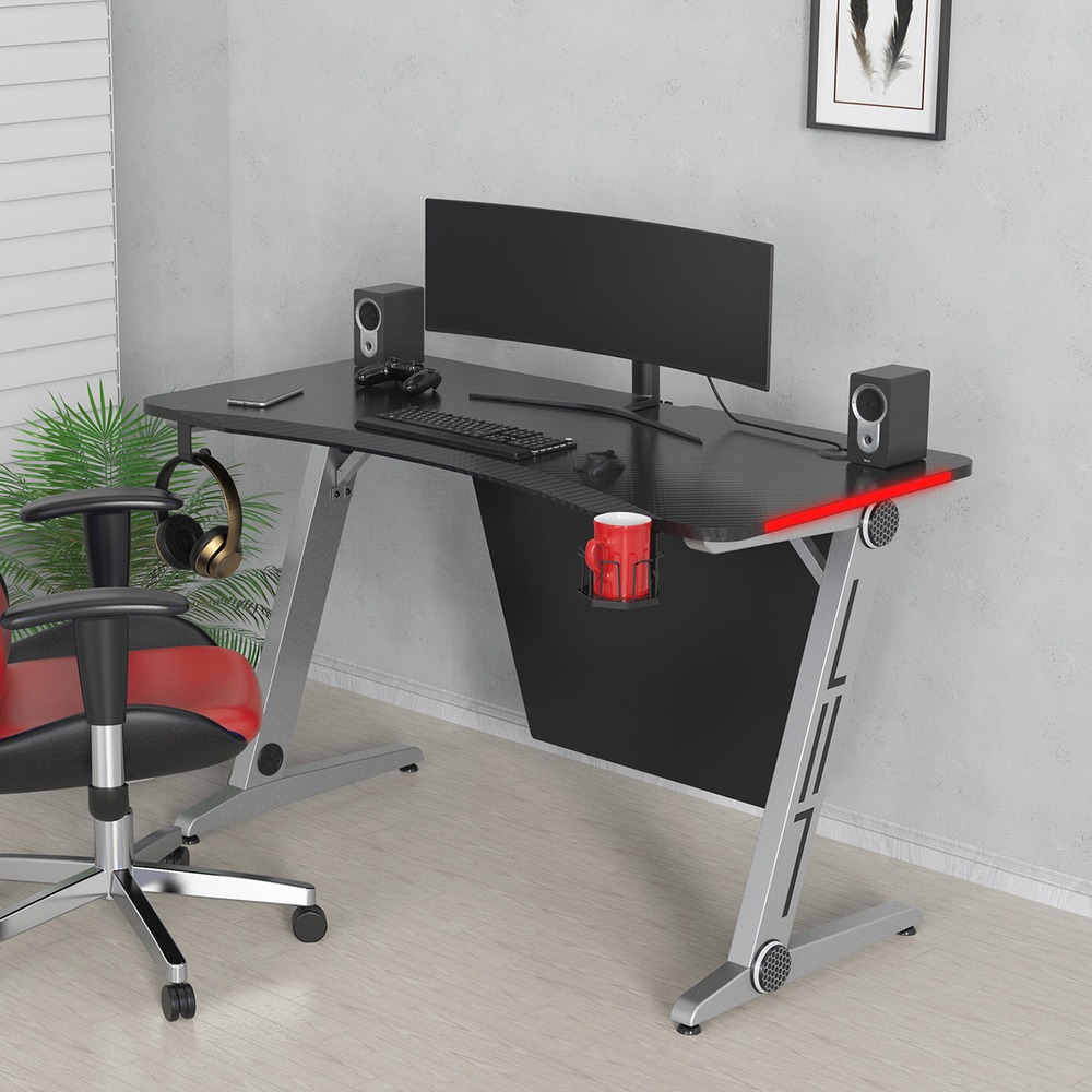 Купить Компьютерный стол Cactus CS-GTZ-SL-CARBON-RED, серебристо-чёрный ...